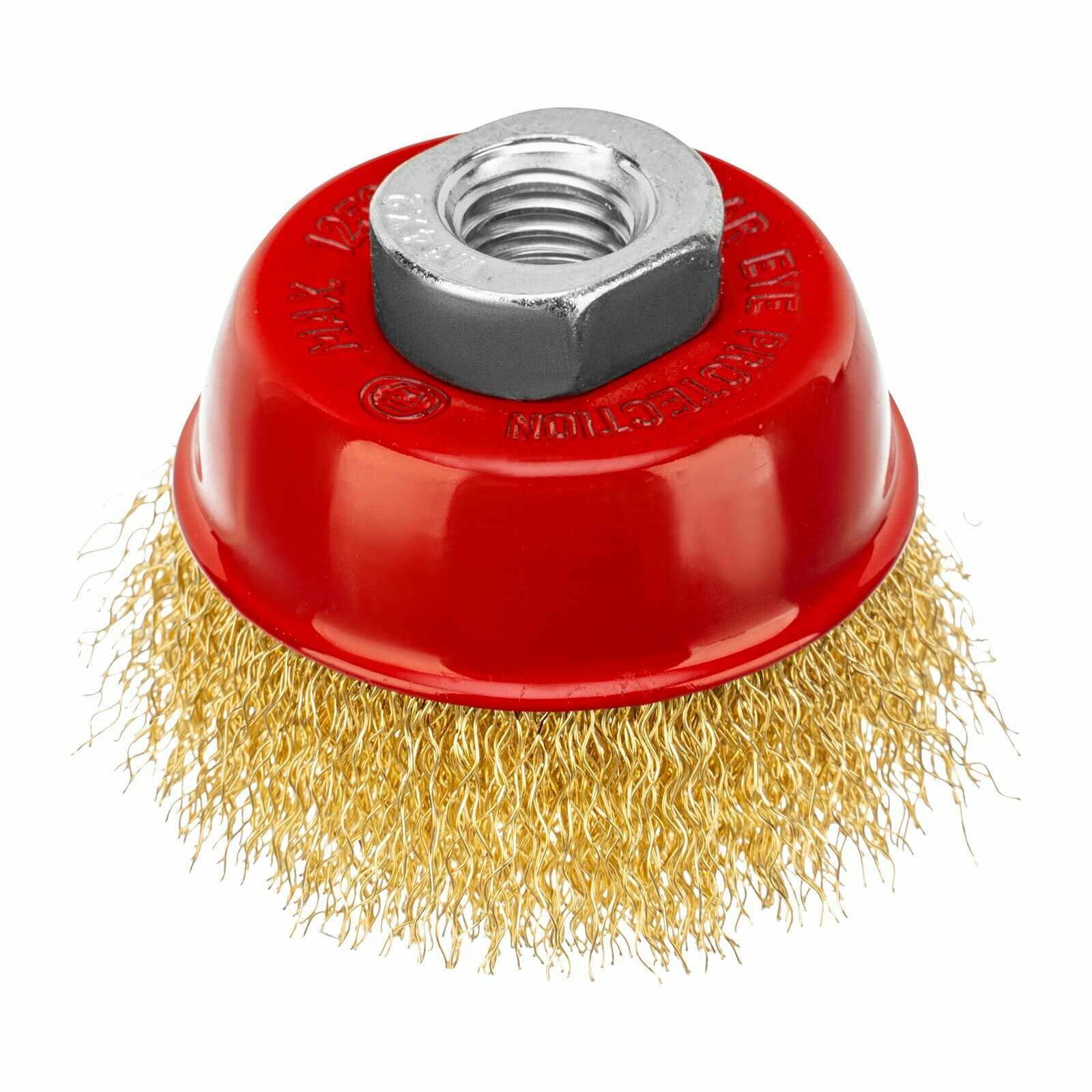 Корщетка для УШМ 65мм чашка М14 (MATRIX) /латунир. проволока 0,3мм арт. 74603/