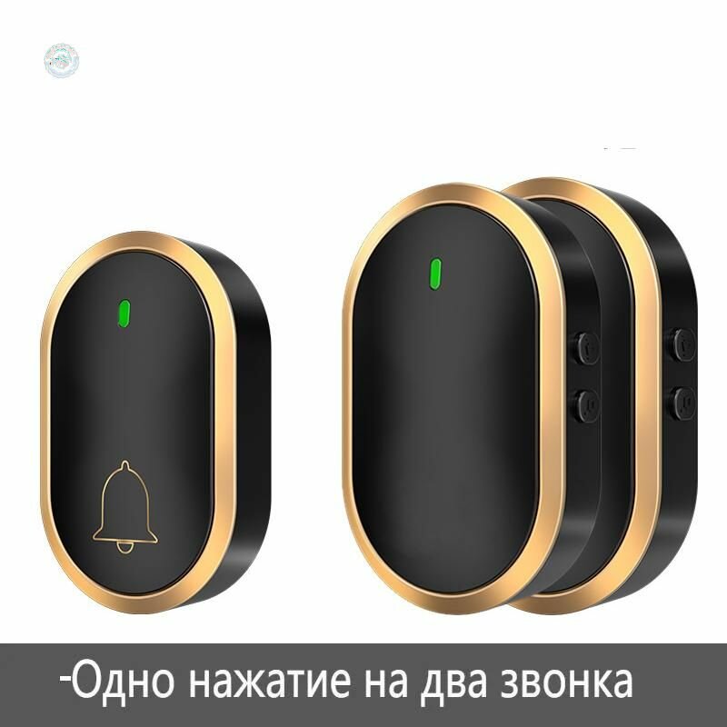Беспроводной дверной звонок с 2 приемниками и 60 мелодиями, уличный влагозащитный электрозвонок на 300 м, работа от сети, 4 уровня громкости, световой индикатор, простой монтаж без проводов