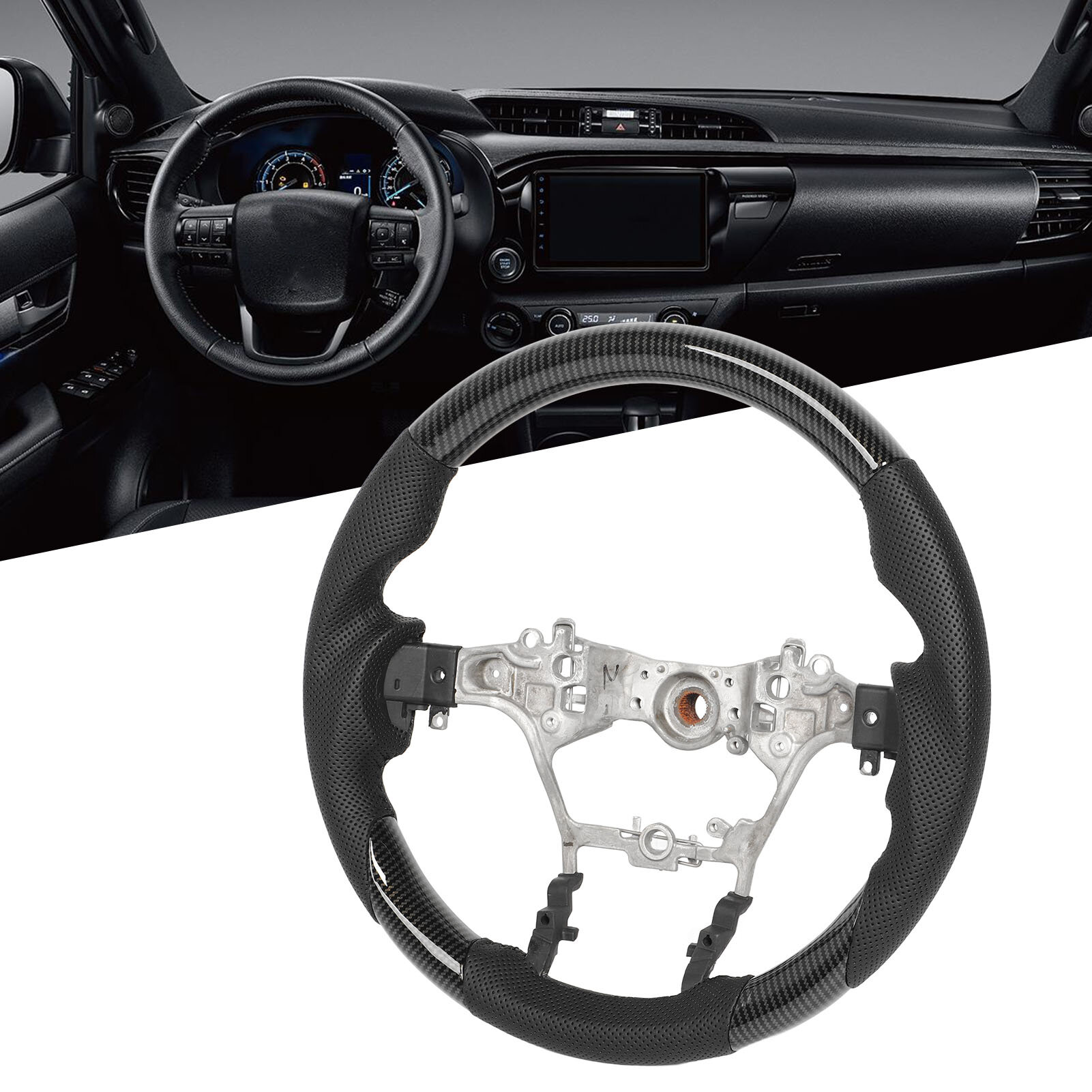 Руль для Hilux 2015-2023: ABS-Основа и Кожа Nappa для Комфортного Управления - Гидроиммерсионный Руль с Деревянным Рисунком для Toyota Fortuner