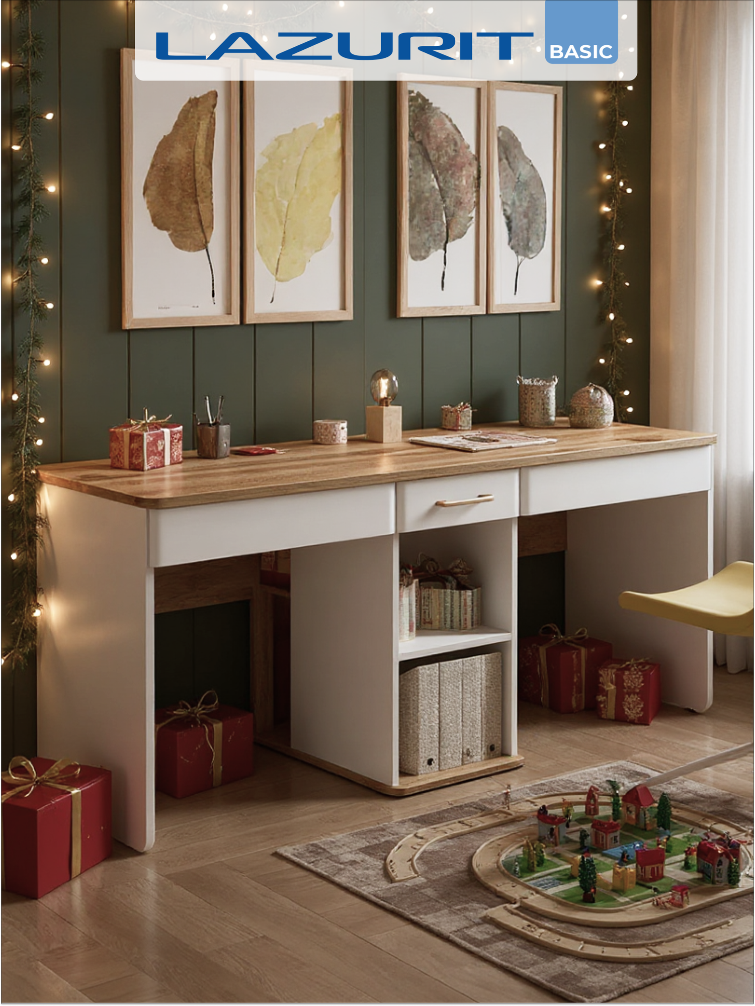 Стол письменный для школьников с ящиками для двоих детей Кассия Lazurit двойной стол компьютерный игровой Белый 180х60