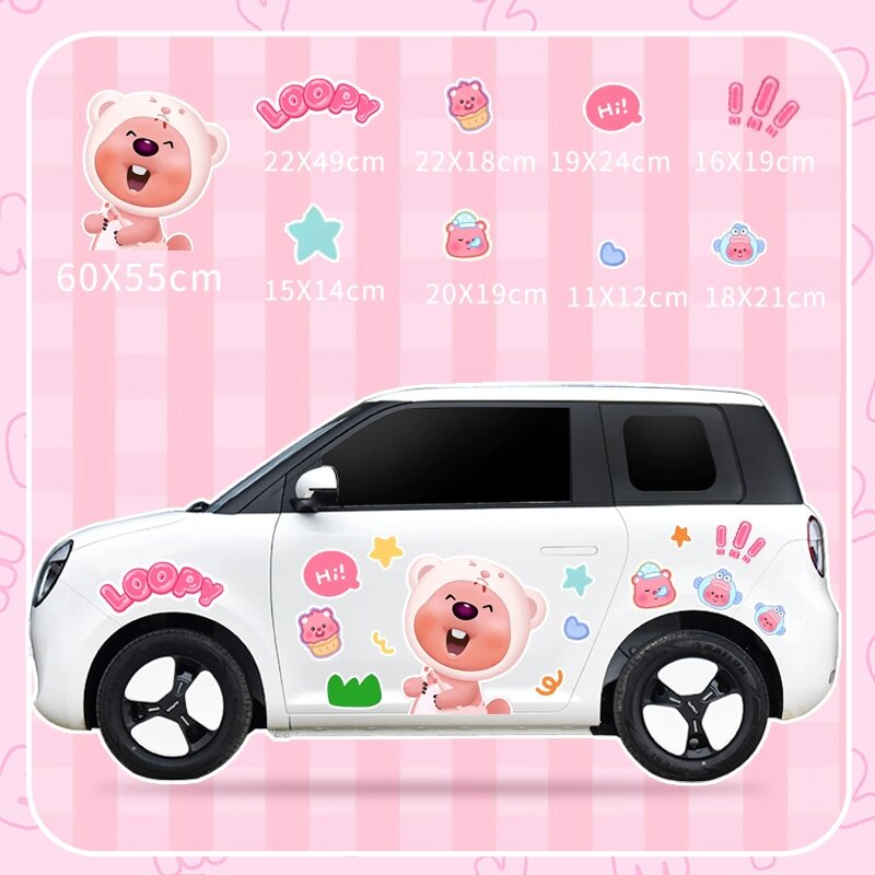 Наклейки на кузов автомобиля Panda mini, липкие, в виде лоуипа, рубинового маленького бобра, для декора кузова,