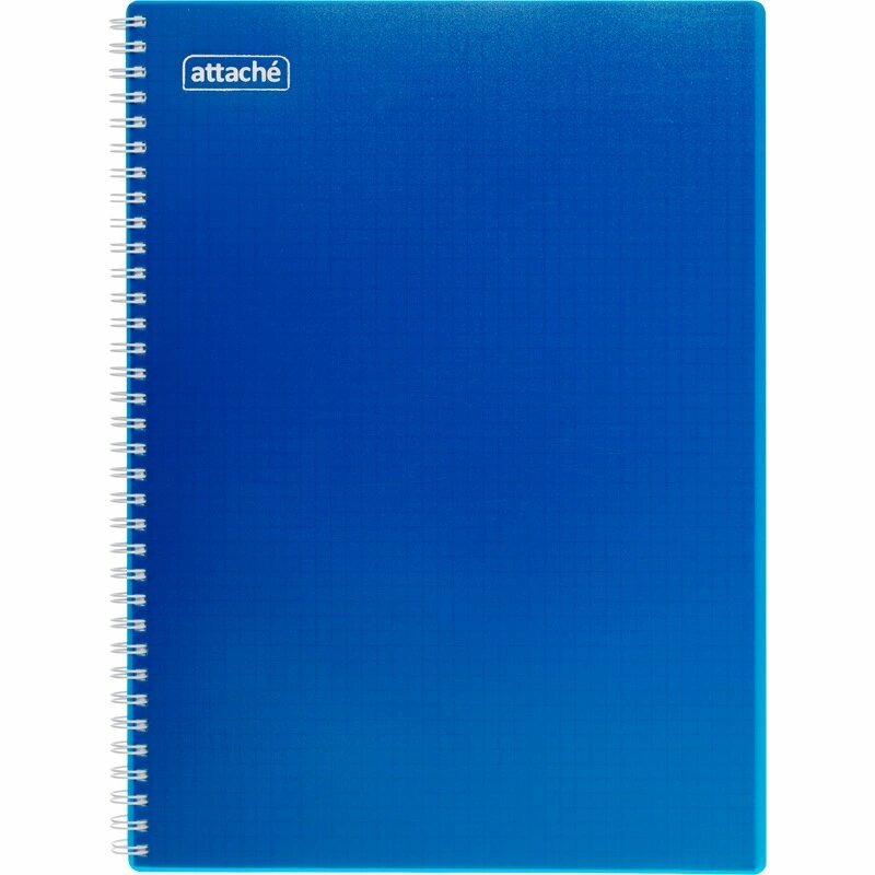 Бизнес-тетрадь А4,120л, гребень, обл. пластик, клетка, Attache Plastic, синий