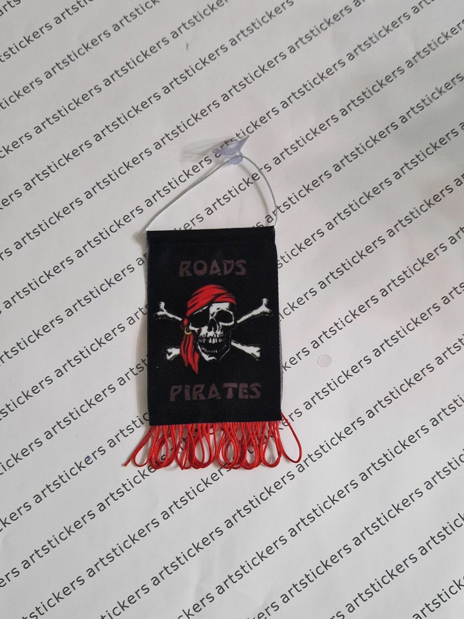 Вымпел Пиратский флаг, размер 8х12см, двусторонний на присоске, ткань, аксессуар для авто