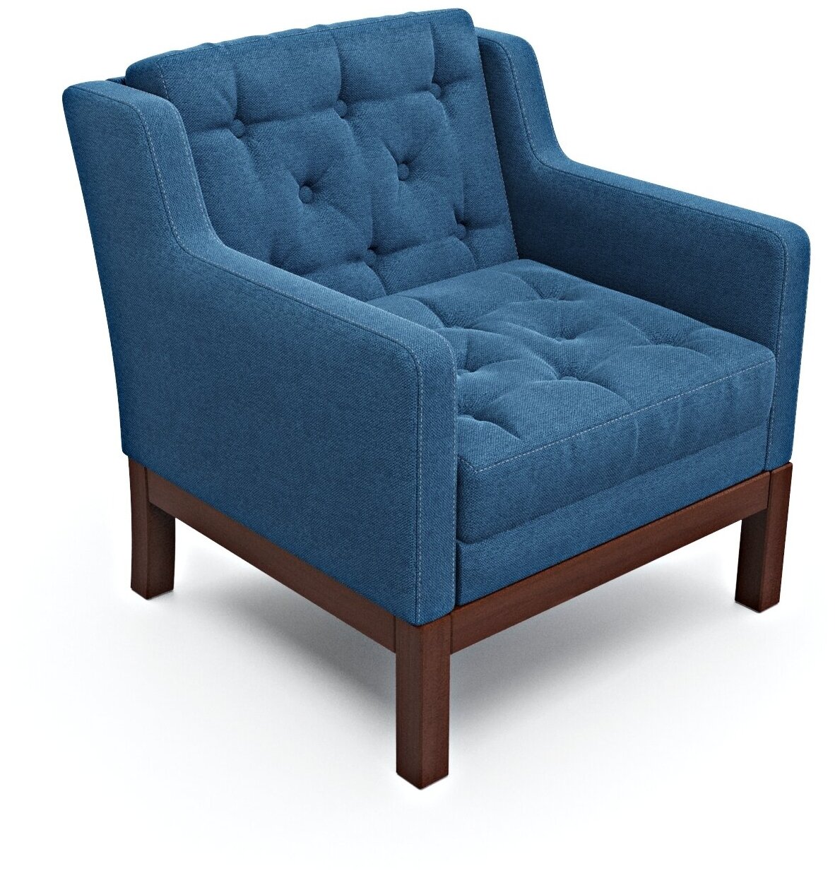 Дизайнерское мягкое кресло Soft Element Нептун, на деревянных ножках, рогожка, синий-венге, современный стиль скандинавский лофт, в гостиную, офис