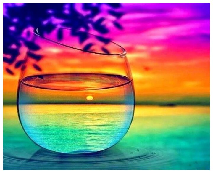 Набор алмазной вышивки "Закат в бокале", размер 50х38см, 57 цветов