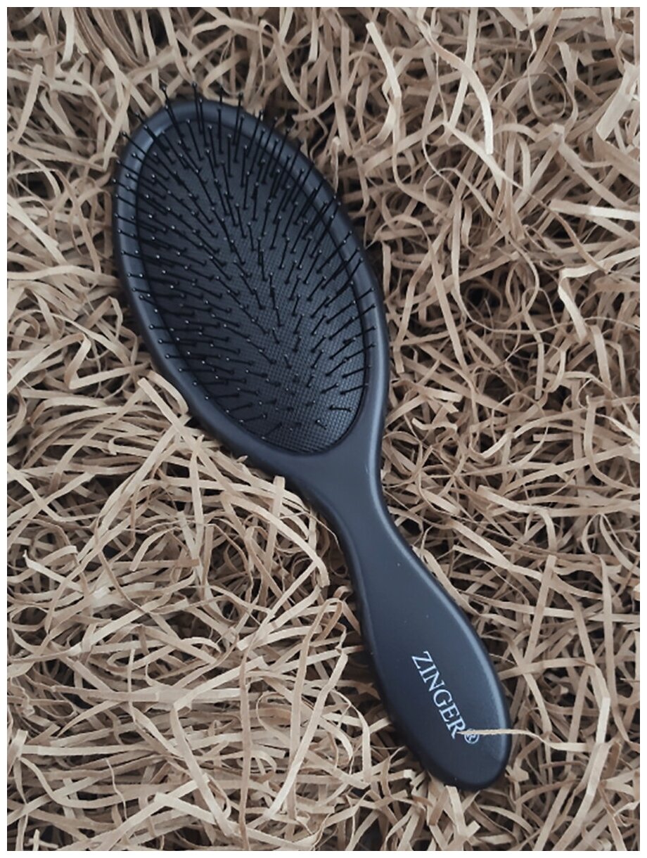 Расческа массажная CH-16-5 с нейлоновыми зубчиками, ZINGER, черная