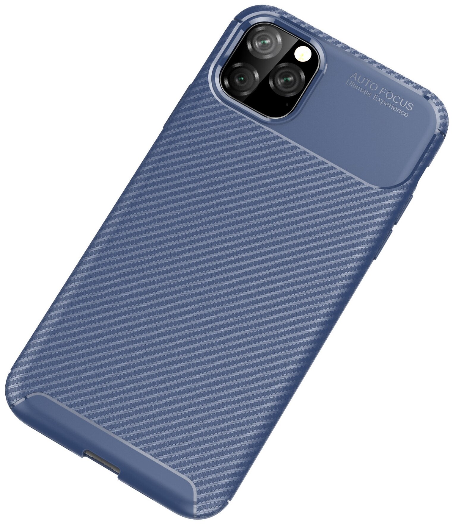 Чехол панель-бампер для iPhone 12 mini (5.8) из прочного силикона с матовой отделкой под карбон синяя