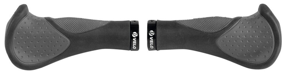 Ручки на руль для велосипеда грипсы VELO Ergogel D3 Bar Long суперкомфорт резина+гель 2 фиксатора, 3-х компонентные 135мм эргономичные, черно-серые