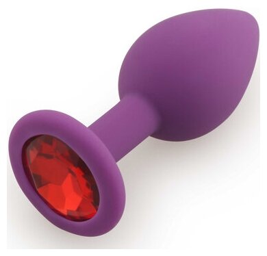 39765 Play Secrets Silicone Butt Plug Small, фиолетовый/красный. Маленькая анальная пробка, из силикона с кристаллом