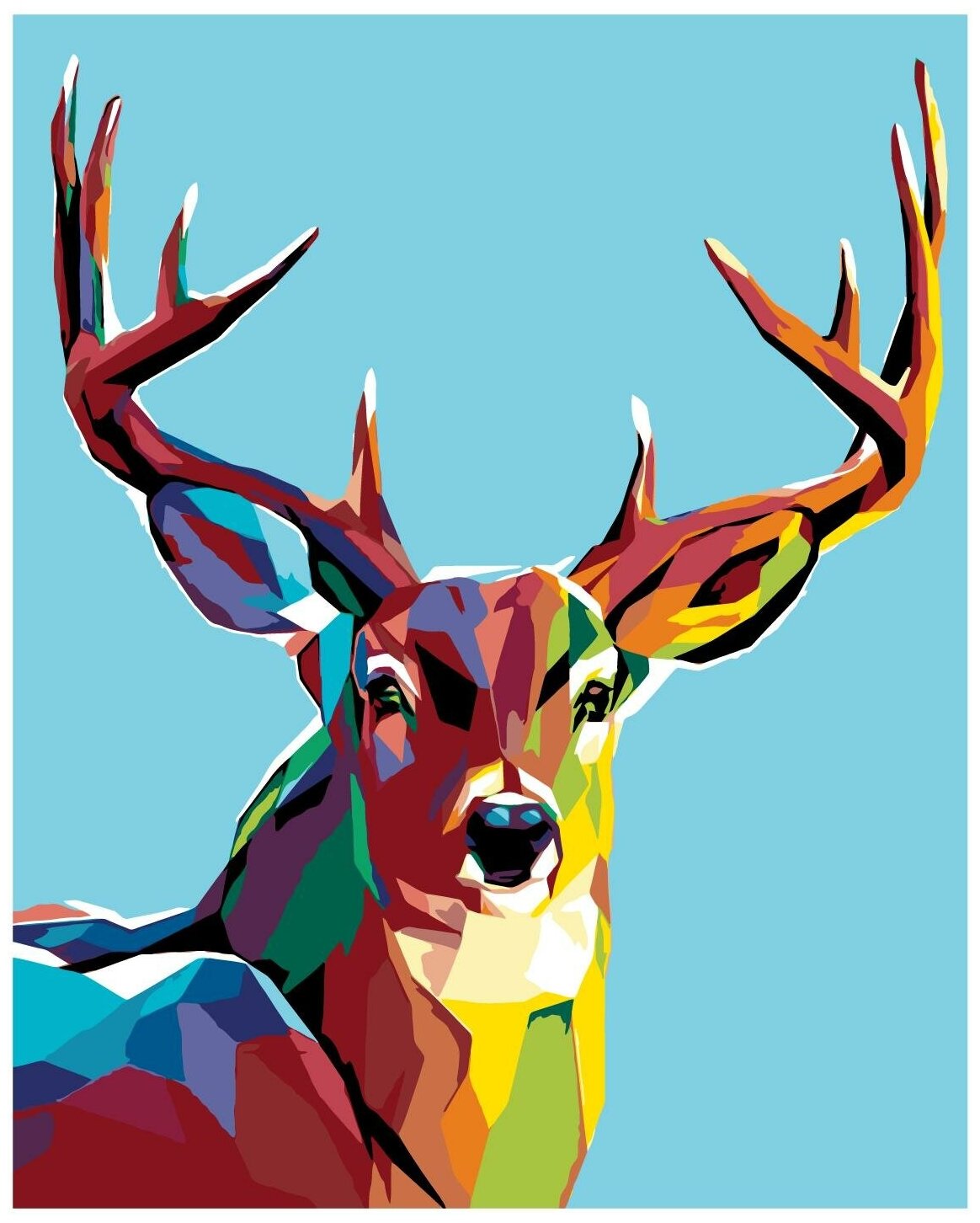 Радужный олень Раскраска по номерам на холсте Живопись по номерам