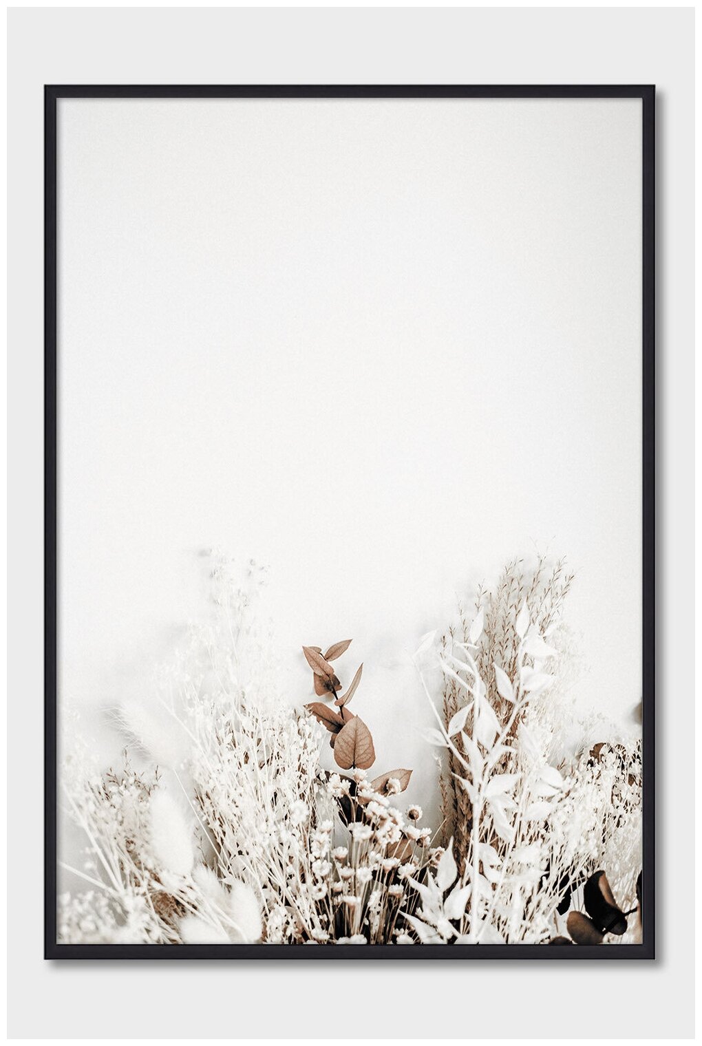 Постер на стену для интерьера Postermarkt Букет из сухоцветов №5, в черной рамке 40х50 см