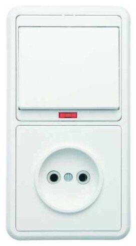 Блок БКВР-214 Бэлла (1-кл. выкл. с инд. + розетка) бел. Кунцево 5817