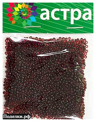 Бисер AS-310 бордовый прозрачный (11/0) 2.1 мм 20 г, цена за 1 уп.