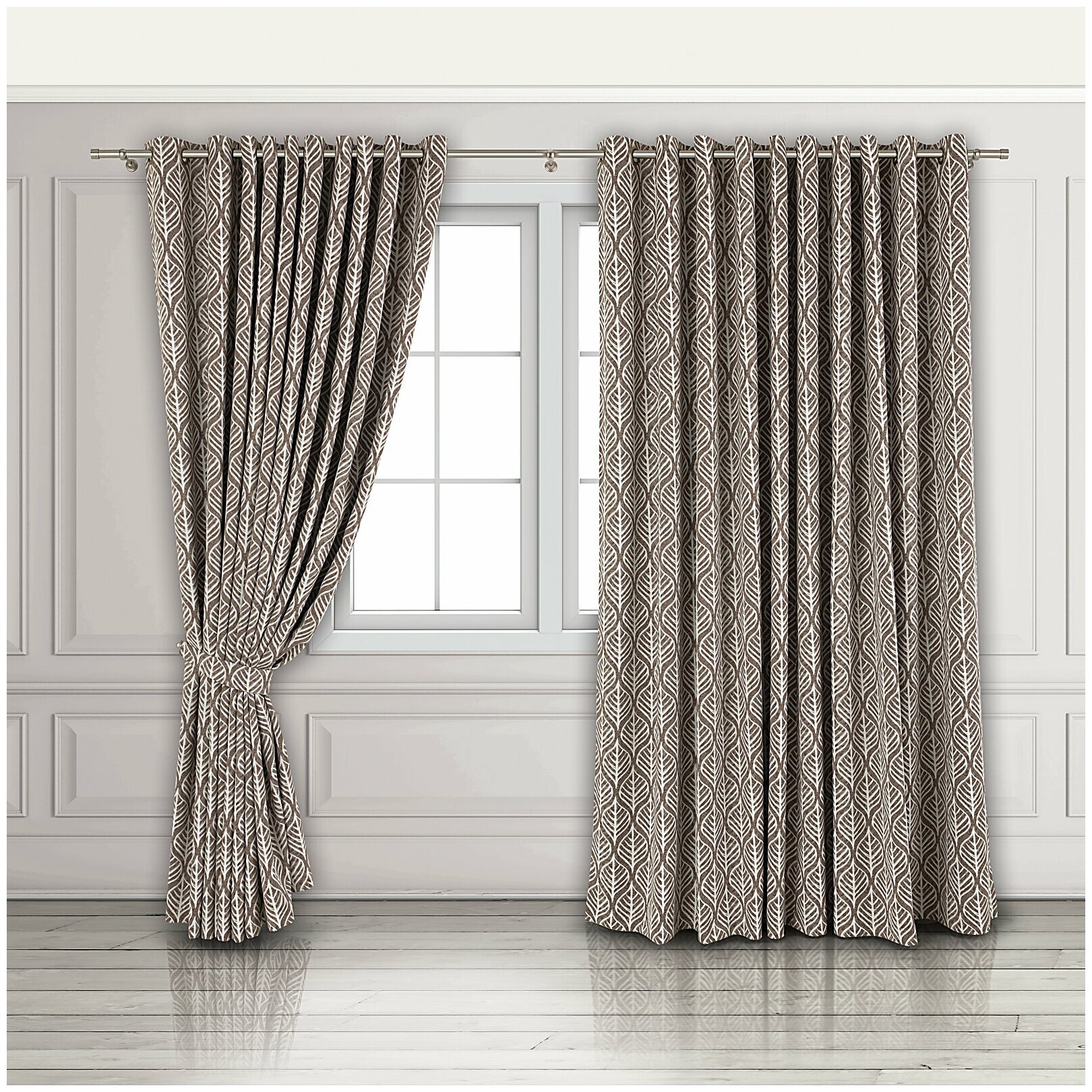 Комплект из 2-х штор "Primavera" с подхватами В: 270см, Ш: 140см; ц. темно-бежевый