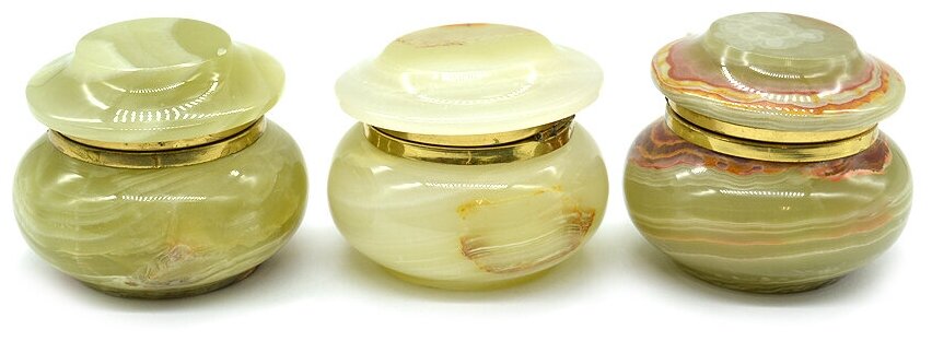 Шкатулка из оникса круглая фигурная ларец 3 (7,5*7,5*6см) .