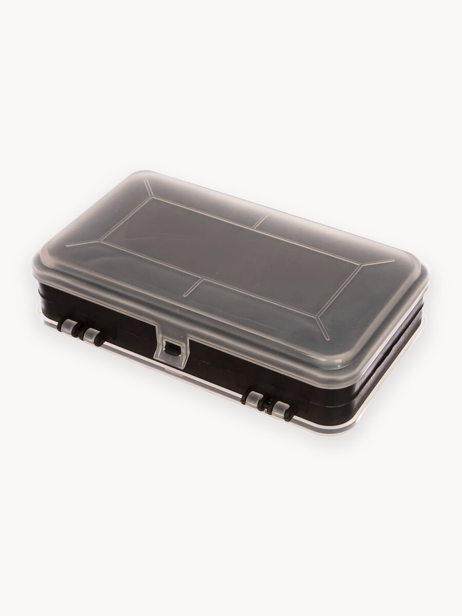 Органайзер для хранения мелочей и метизов с 13 отделениями, двухсторонним доступом, съемными перегородками и пластиковым замком в черном цвете