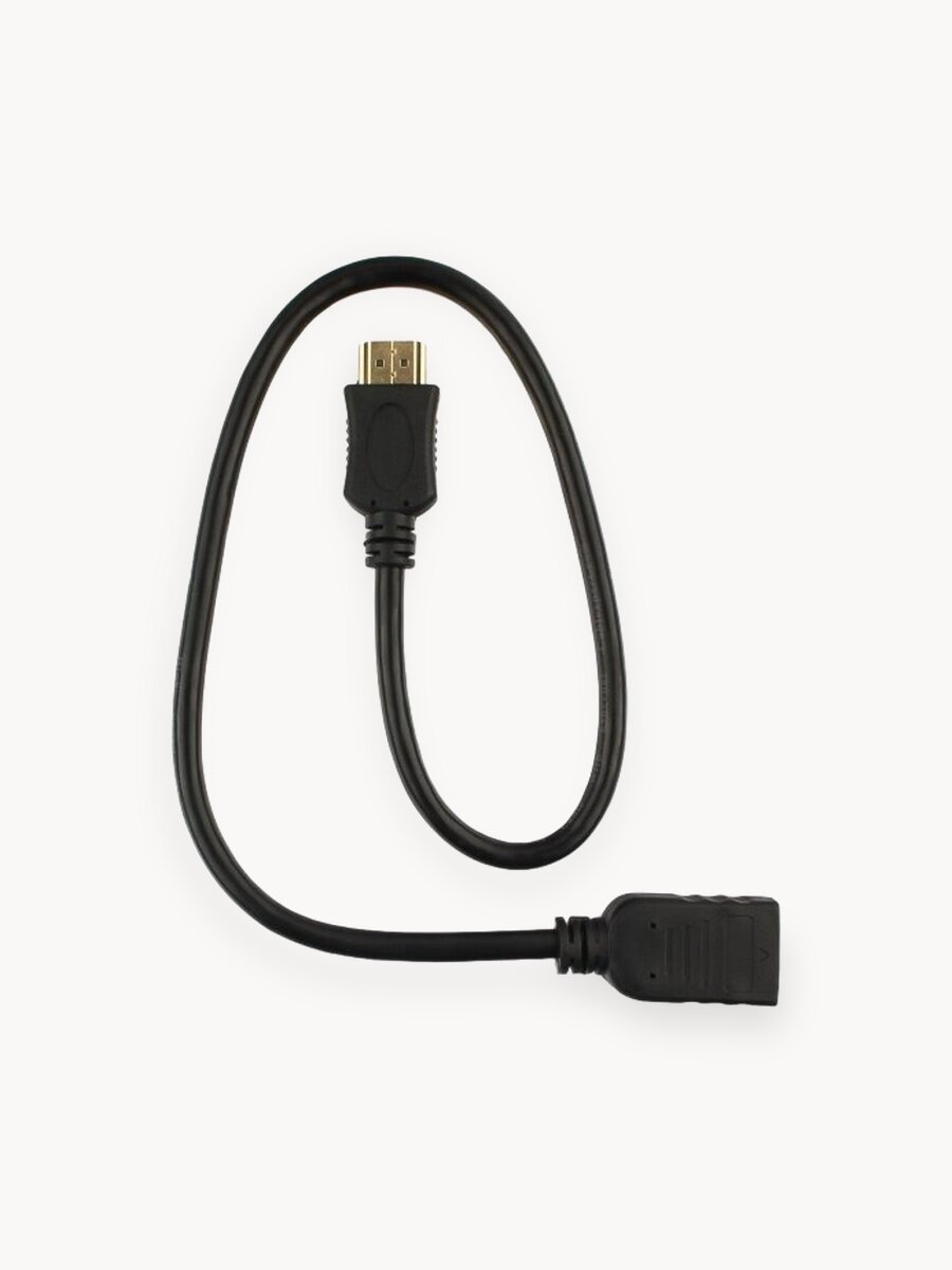 Кабель-удлинитель HDMI Cablexpert CC-HDMI4X-0.5M, 19M/19F, v2.0, позол. контакты, экран, 0.5м, черный