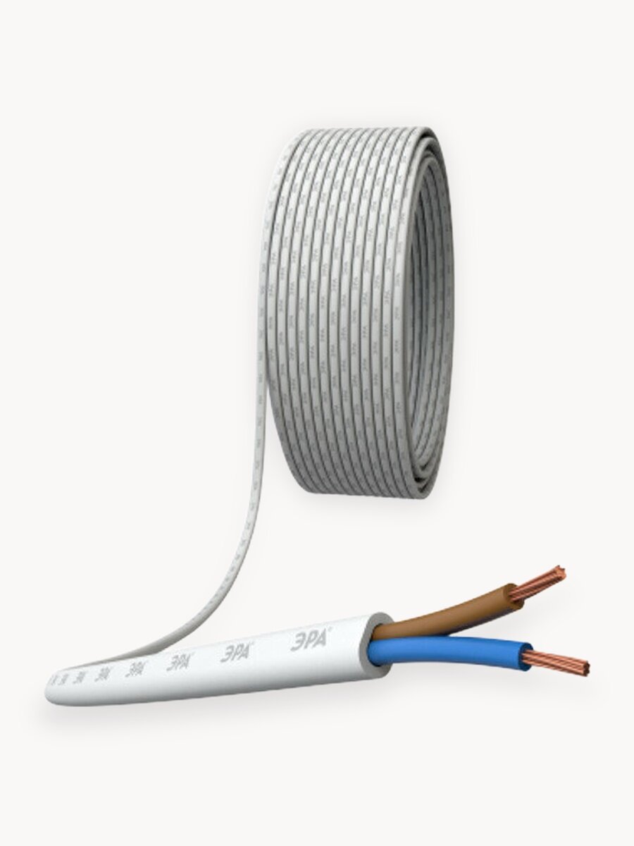 Кабель ШВВП ЭРА 2х0,75 10м гибкий плоский белый