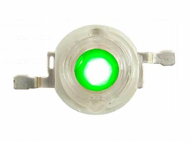 Светодиод без платы 1W 3,4V 70-90LM 520-525nm G (Зеленый), 5шт