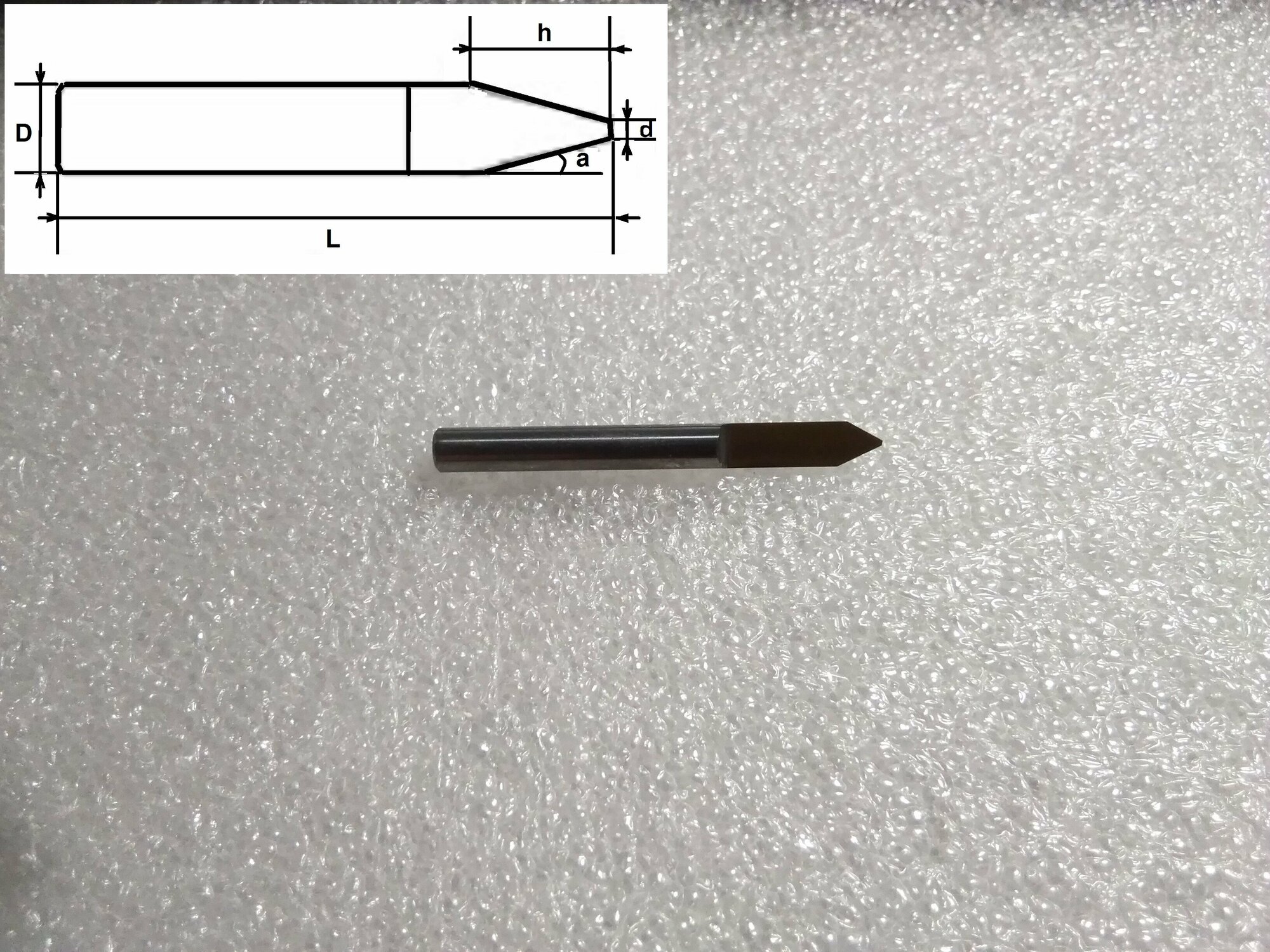Конический гравер PDJ4.6005 d-0.5/h-2.3/ 2a-60/ D-4/ L-40. X series для ЧПУ станка