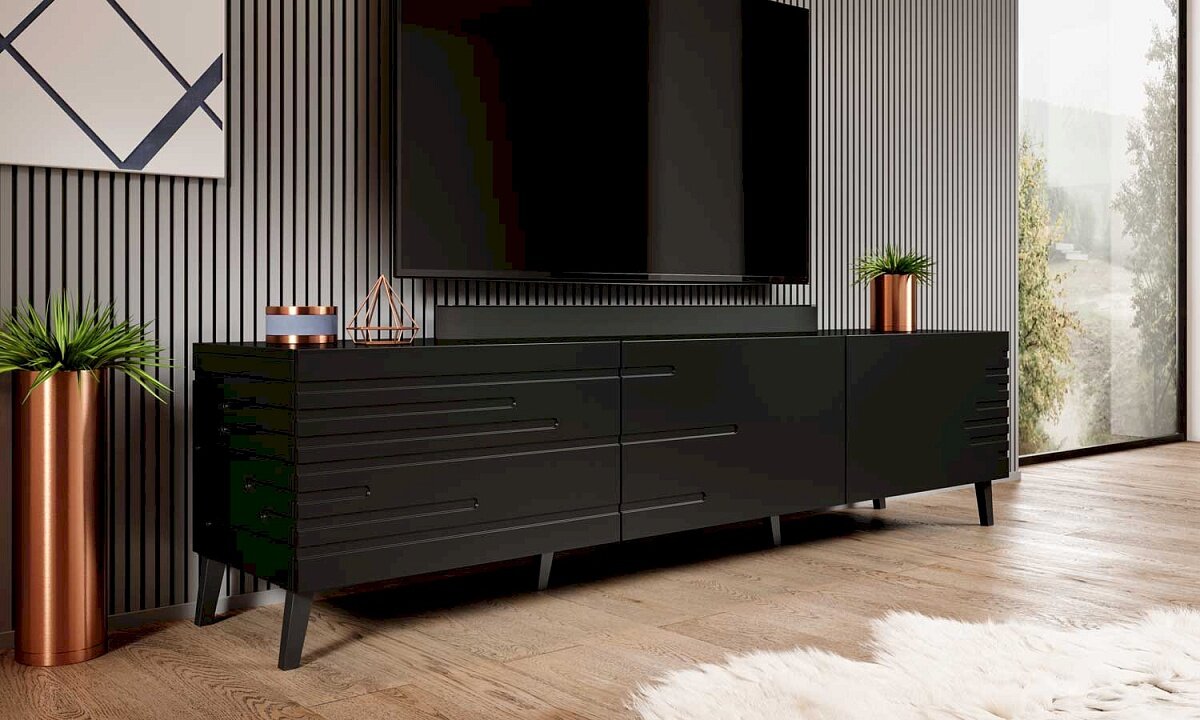 Тумба под МебельЛэнд24 ТВ Нова - 2 Черный 186x40x48