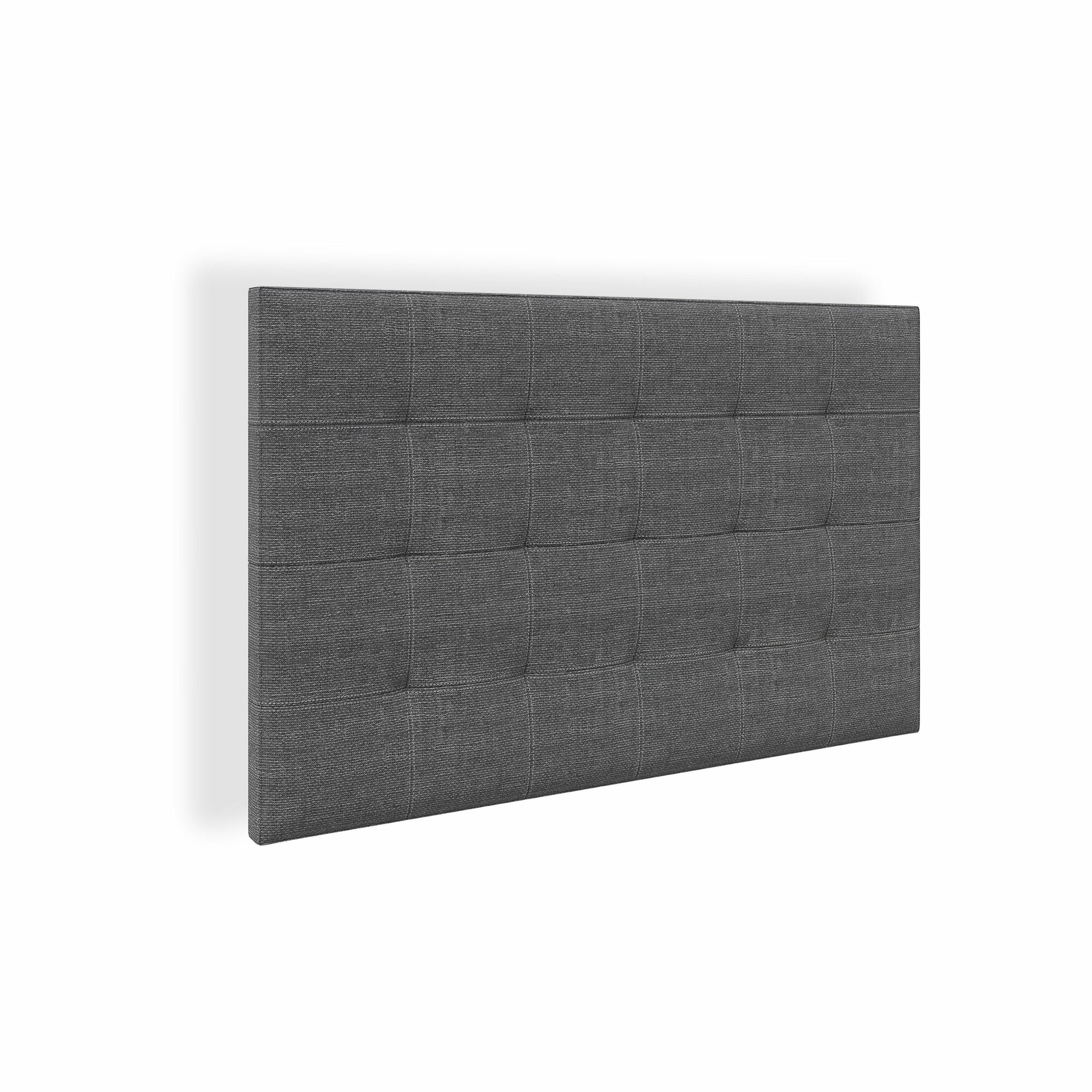 Изголовье для кровати стежка квадраты мягкое 90x100 рогожка серый