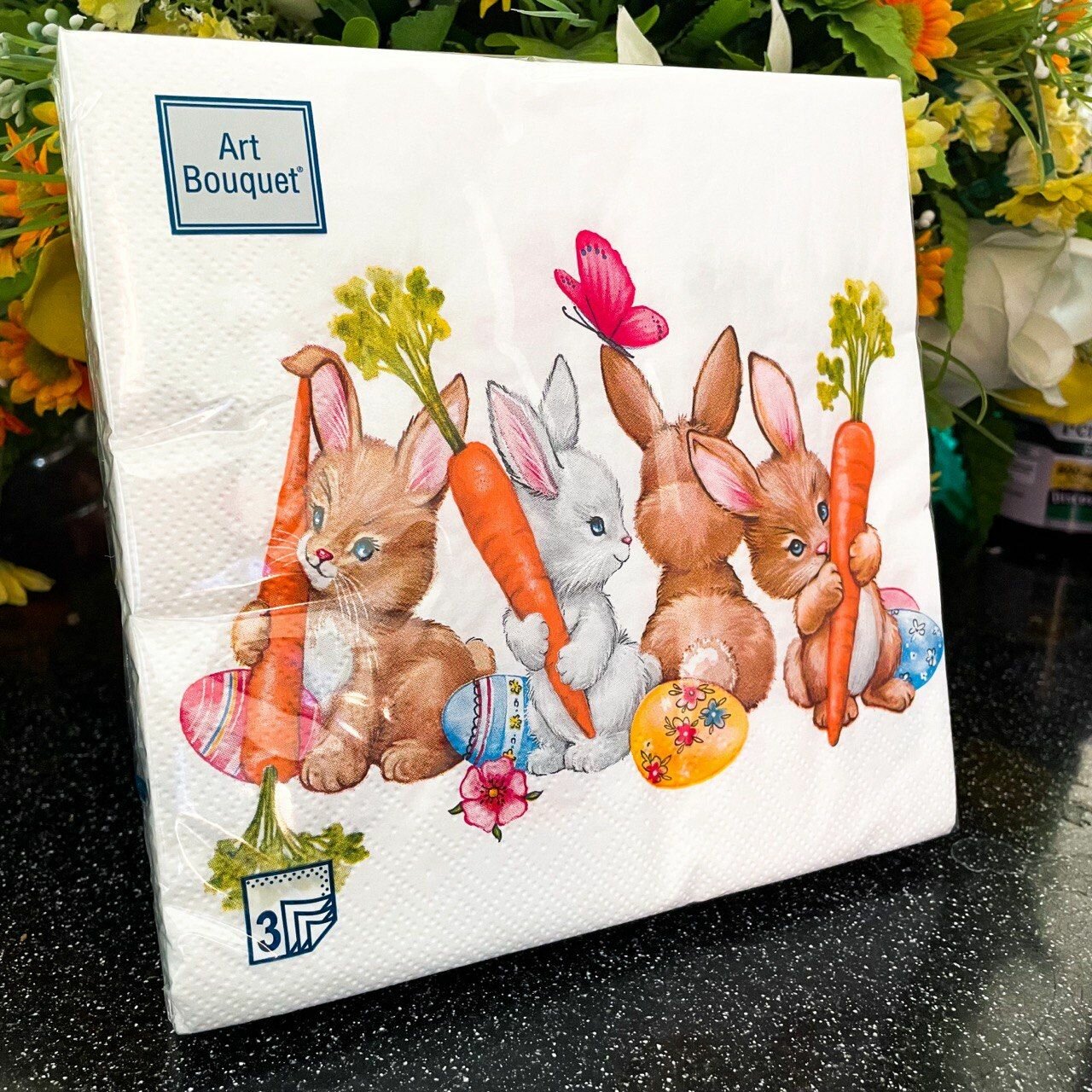 Салфетки Art Bouquet "Desna Design", целлюлоза, 2 слоя, с рисунком, 33x33 см