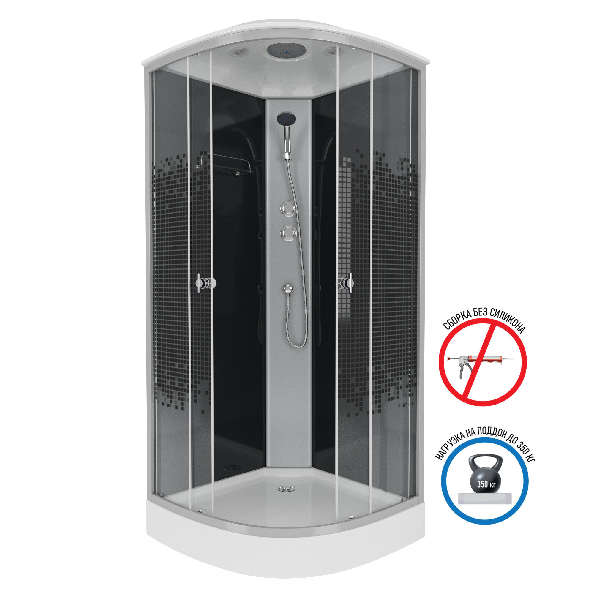 Душевая кабина Niagara Eco NG-4502-14 (100х100х215) низкий поддон(13см), стекло мозаика,3 места