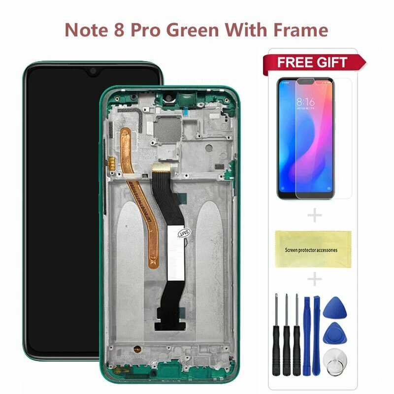 Дисплей LCD С Тачскрином Для Xiaomi Redmi Note 8/8 Pro, Замена, IPS-матрица, 8pro Green Frame