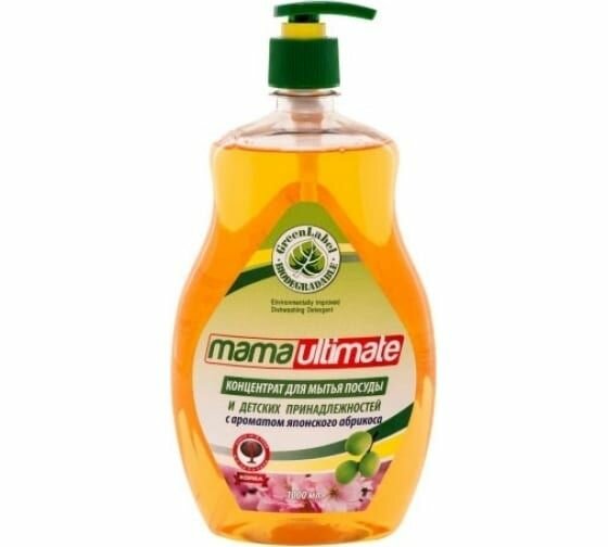 Mama Ultimate Средство для мытья посуды Японский абрикос, с дозатором, гель, 1000 мл