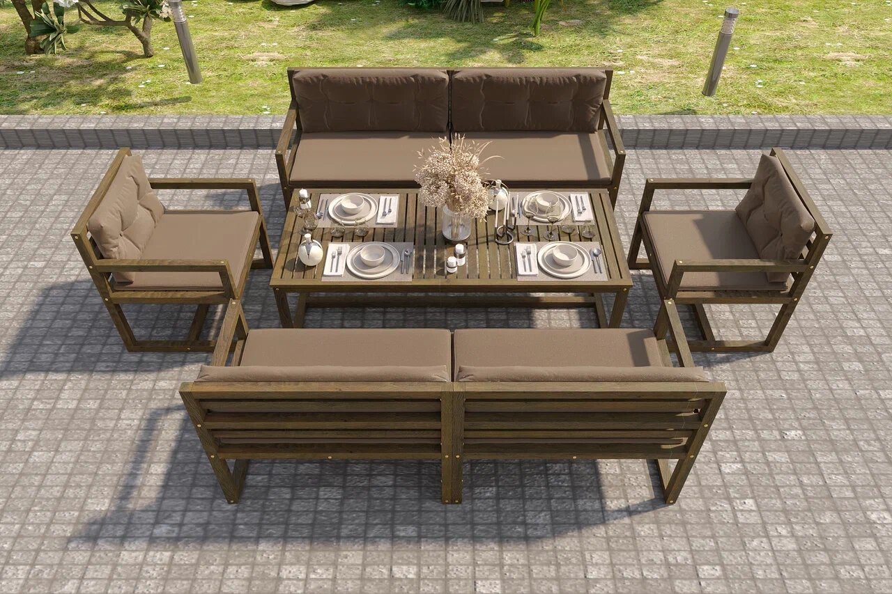 Комплект садовой мебели из лиственницы. Набор 2 дивана 2 кресла стол. Уличная деревянная мебель, МебеЛи.