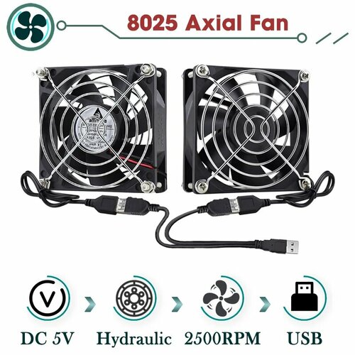 GDSTIME USB вентилятор 40/60/80/92/120/140 мм, 8025 5V USB Fan, Нет ...