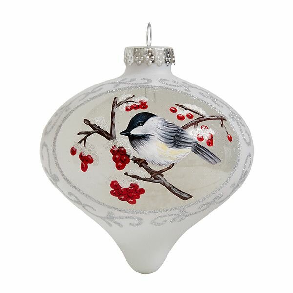 Игрушка на елку Луковка "Птицы на снегу" 9см