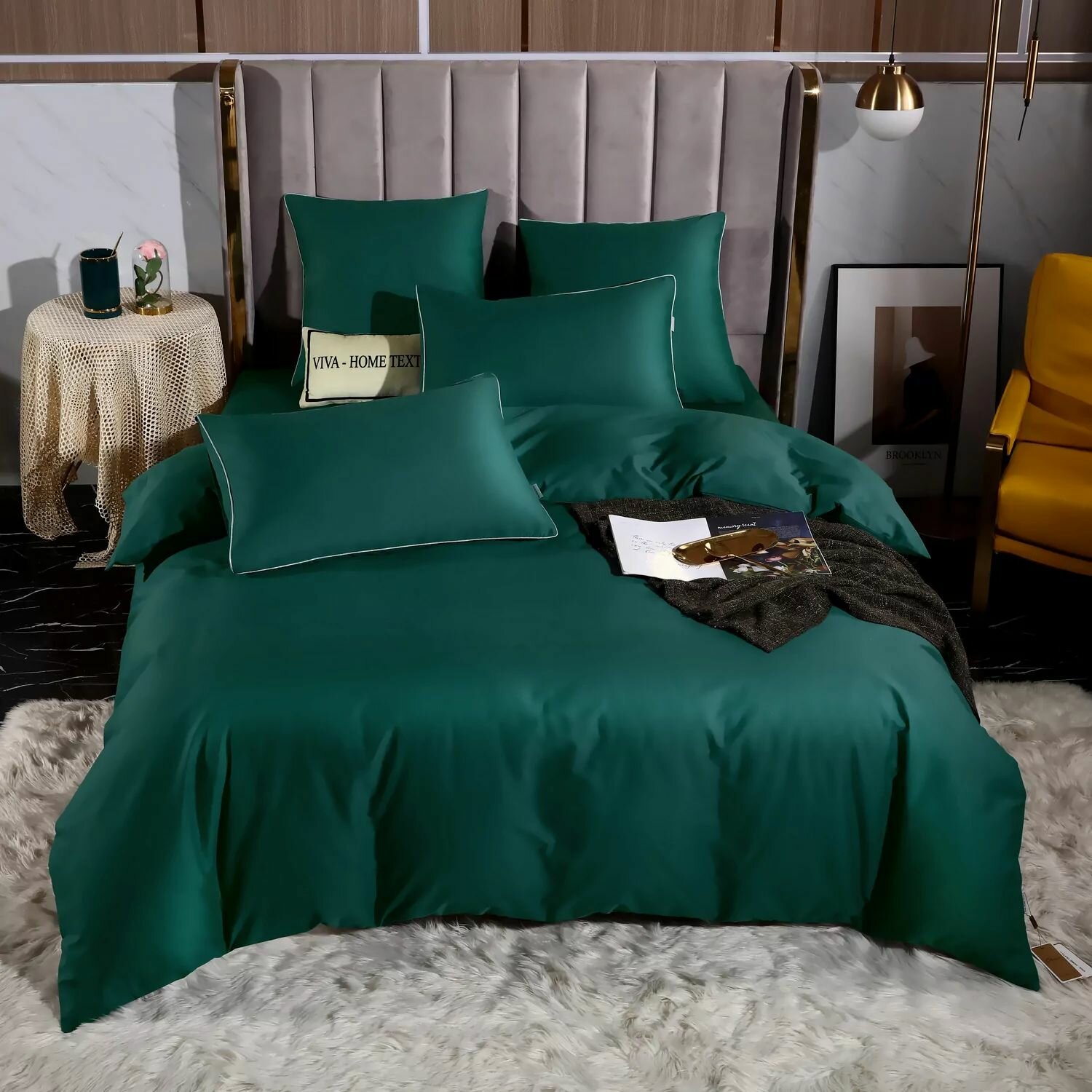 Ситрейд Постельное бельё Однотонный Сатин Элитный на резинке Евро