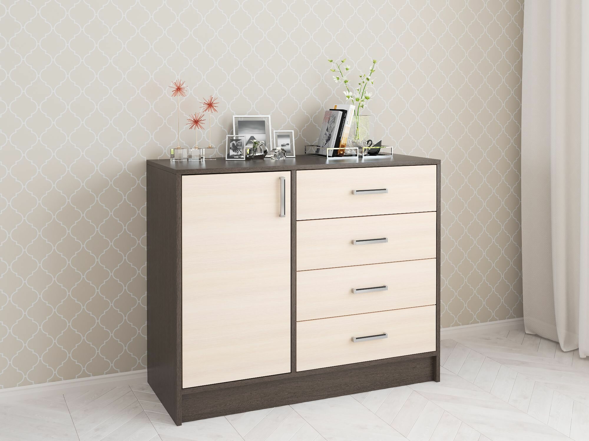 Комод большой Катрин 6, Венге / Дуб Сонома