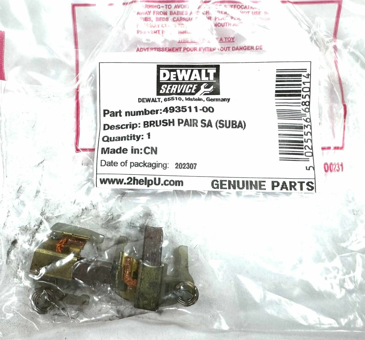 Щетка угольная в сборе с щеткодержателем (входит в комплект 493511-00) для перфоратора DeWALT DC213 TYPE 1