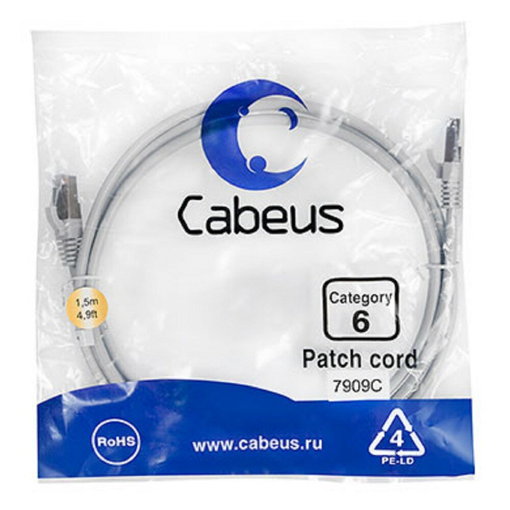 Патч-корд интернет кабель Cabeus кат.6 1.5м