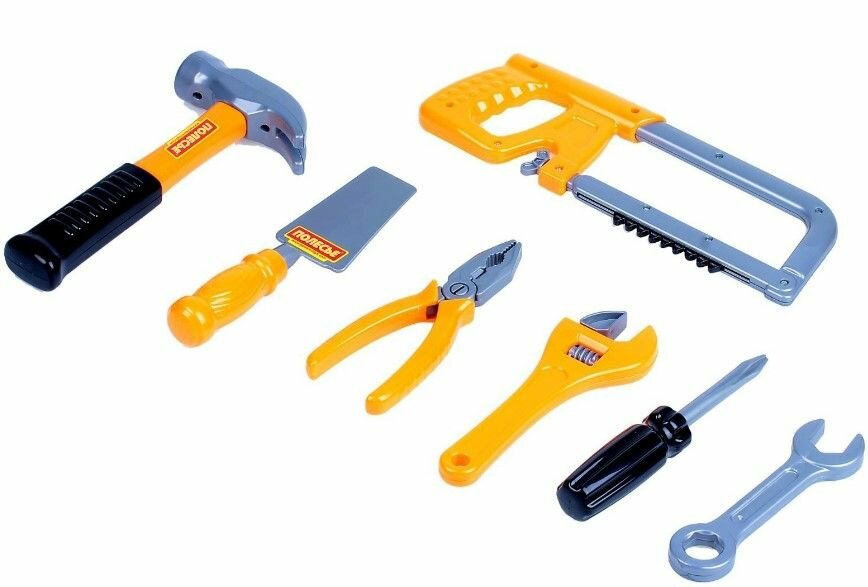 Игрушечный набор инструментов №14, детская сюжетно-ролевая игра для мальчиков юный строитель и слесарь, 7 элементов, в пакете, цвета микс