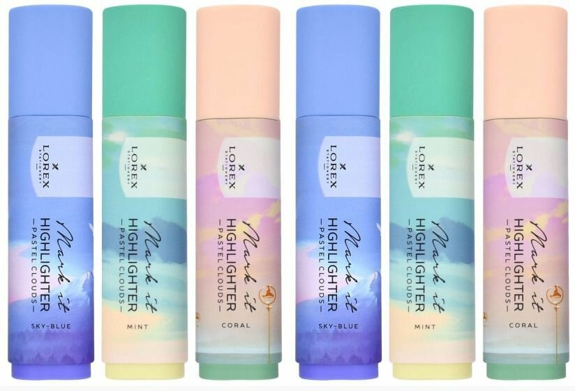 LOREX Маркер текстовый Mark it pastel clouds, пастель скошенный, 1-5 мм, 6 шт