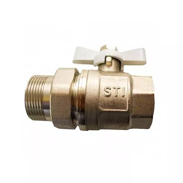 Кран шаровый STI вн-нар. с американкой бабочка латунь 1" (DN25)
