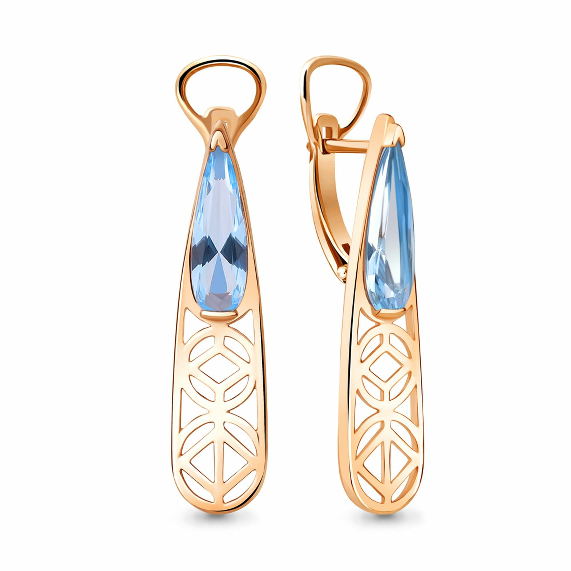 Серьги, серебро, 925 проба, золочение, топаз
