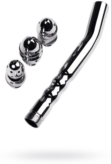 TOYFA Анальный душ Toyfa Metal с тремя насадками, серебристый, d=2 см, 18 см