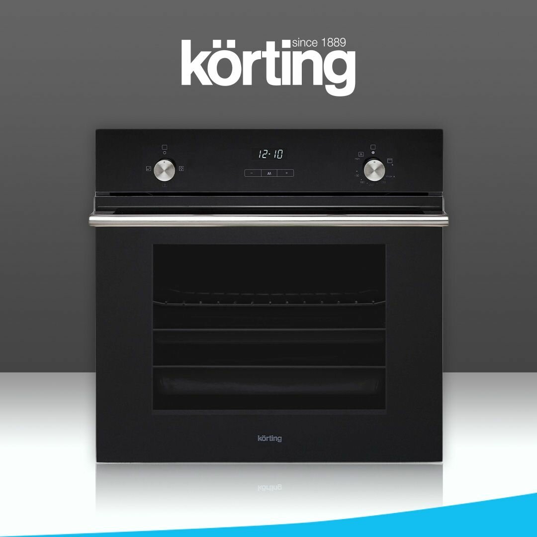 Газовый духовой шкаф Korting OGG 771 CFN ширина 60 см, объем 64 литра, гриль, конвекция, 4 режима, черный