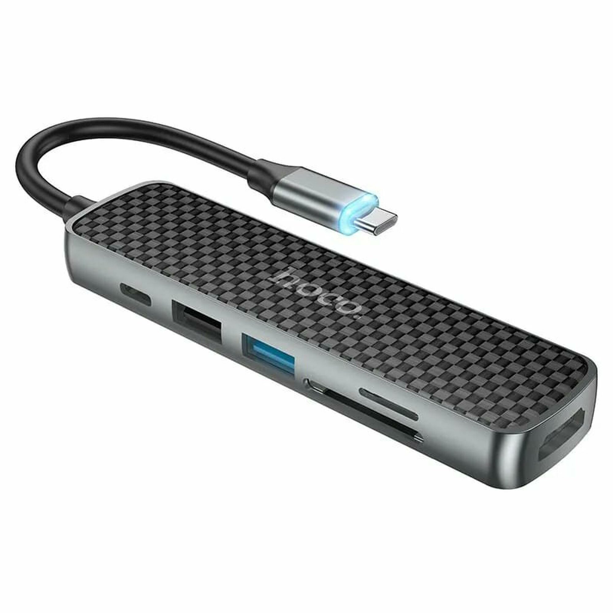 Хаб концентратор Type-C на HDMI+USB3.0+USB2.0+SD+TF+PD Hoco HB24 6-in1/переходник разветвитель для Apple MacBook