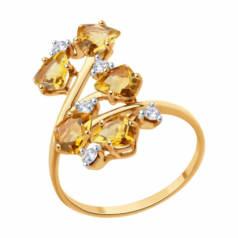 Кольцо, серебро, 925 проба, золочение