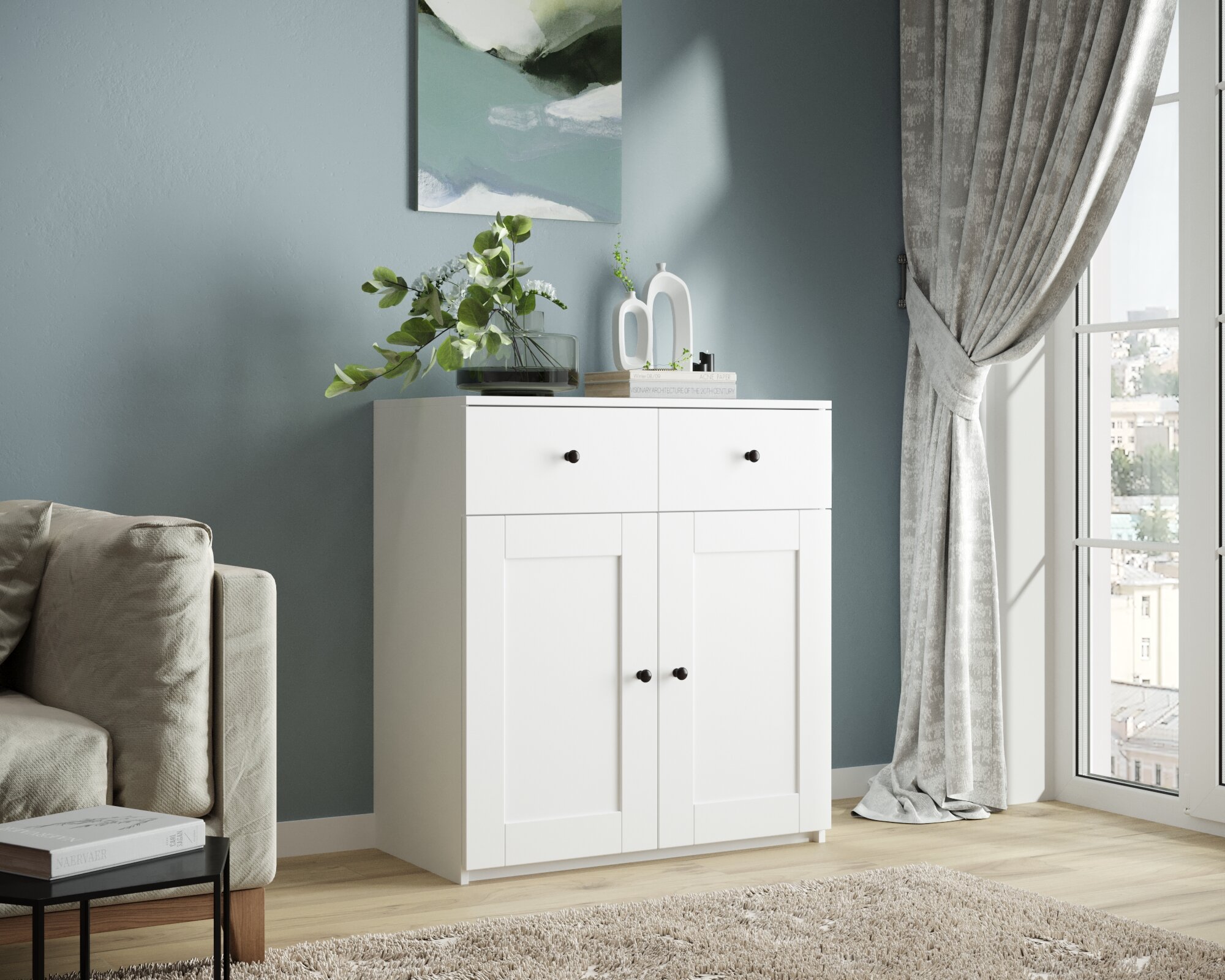 Комод для вещей с выдвижным ящиком Мебель на Руси "Софти 10" 80х90х43, белый / белый матовый