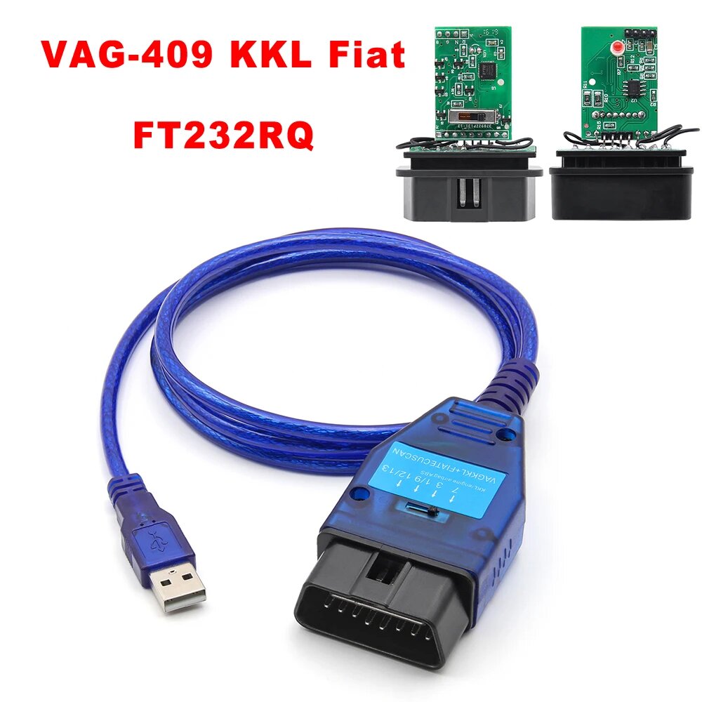 VAG 409 1 KKL VAG KKL 409.1 Fiat ECU SCAN с переключателем COM FTDI Автомобильный OBD 2 OBD2 диагностический кабель для VW/Audi/Skoda/инструмент сканирования сидений FT232RQ KKL FIAT