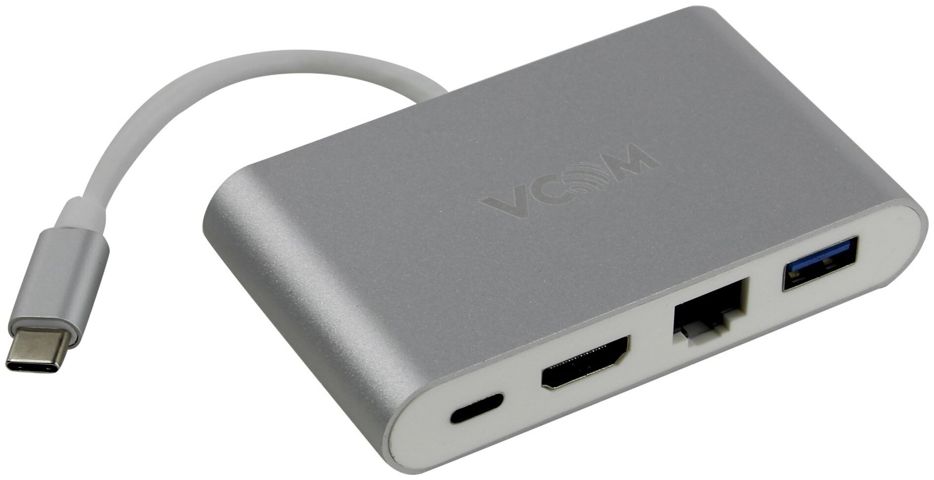 Кабель-адаптер USB3.1 Type-CM--)HDMI+USB3.0+RJ45+PD charging Vcom (cu455)