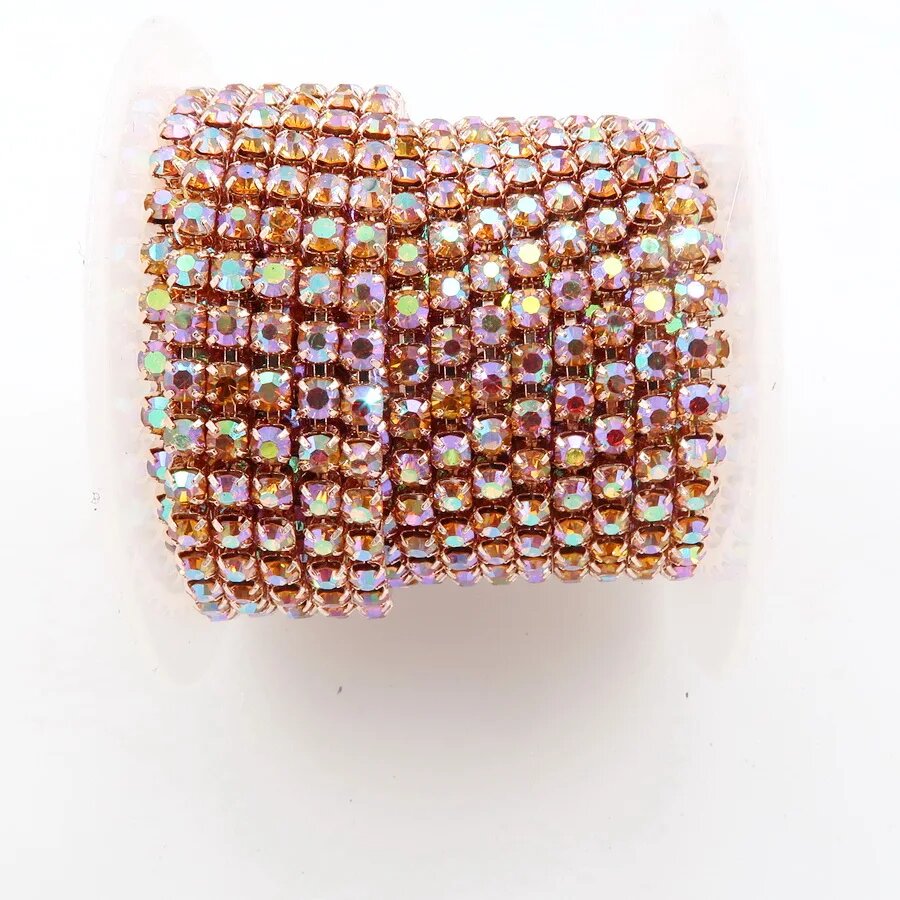 Цепочка со стразами SNCRYSTAL SS6-SS16 цвета шампанского SS8 2.5mm 2yards, Topaz AB