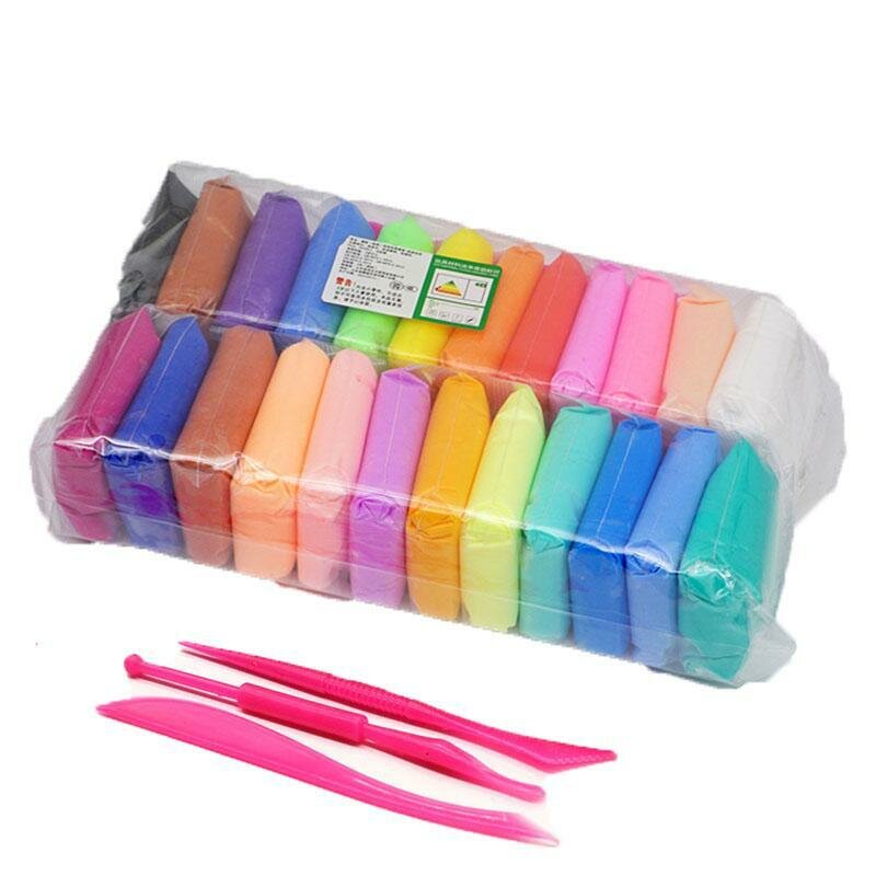 Лёгкий воздушный пластилин для лепки, 24 ярких цвета, не пачкает руки, застывает и сохраняет форму, творческий набор для детей и взрослых, безопасный полимерный материал